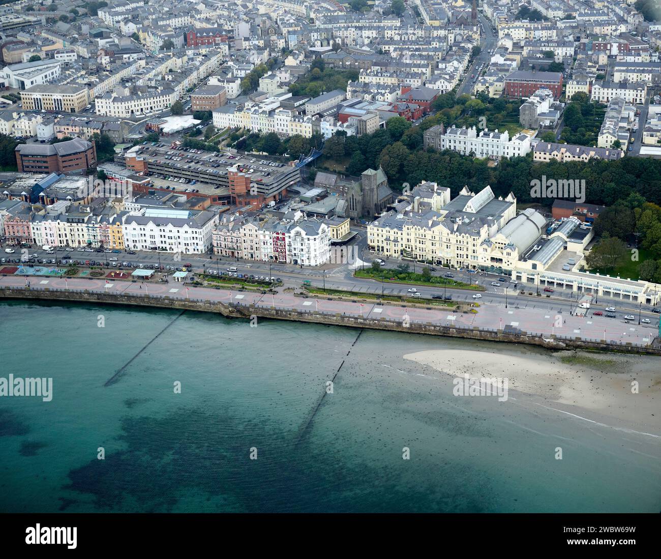 An aerial photograph of Douglas, capital of the Isle of Man Stock Photo ...