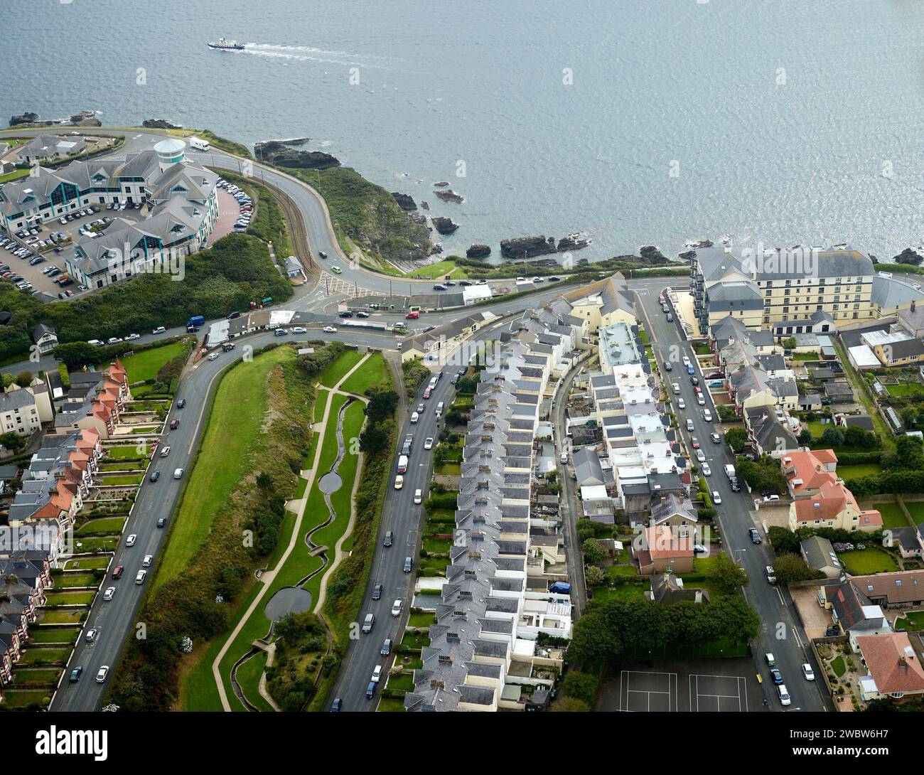 An aerial photograph of Douglas, capital of the Isle of Man Stock Photo ...