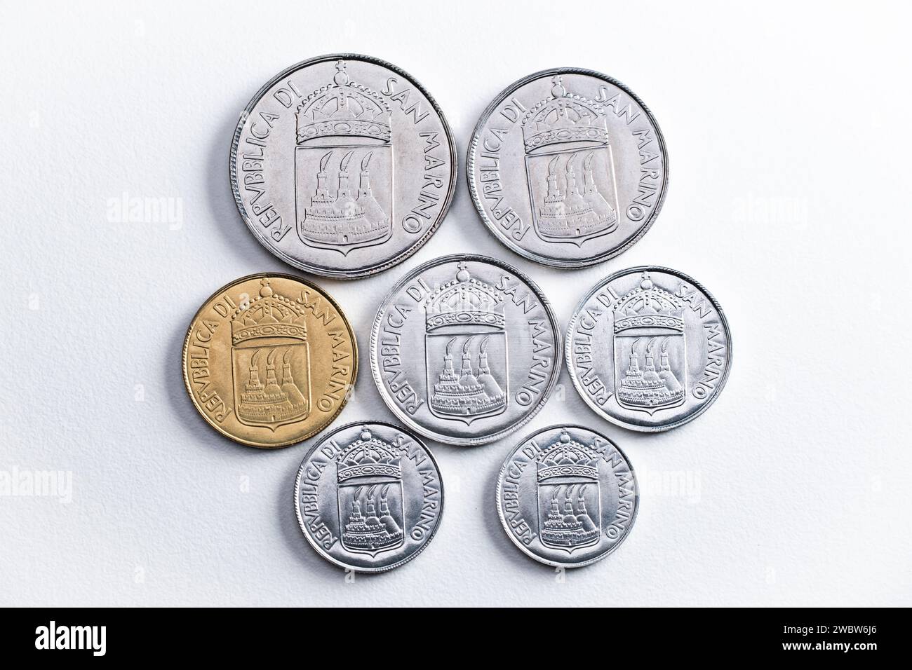 San Marino lira coins collection from the 70's Stock Photo - Alamy