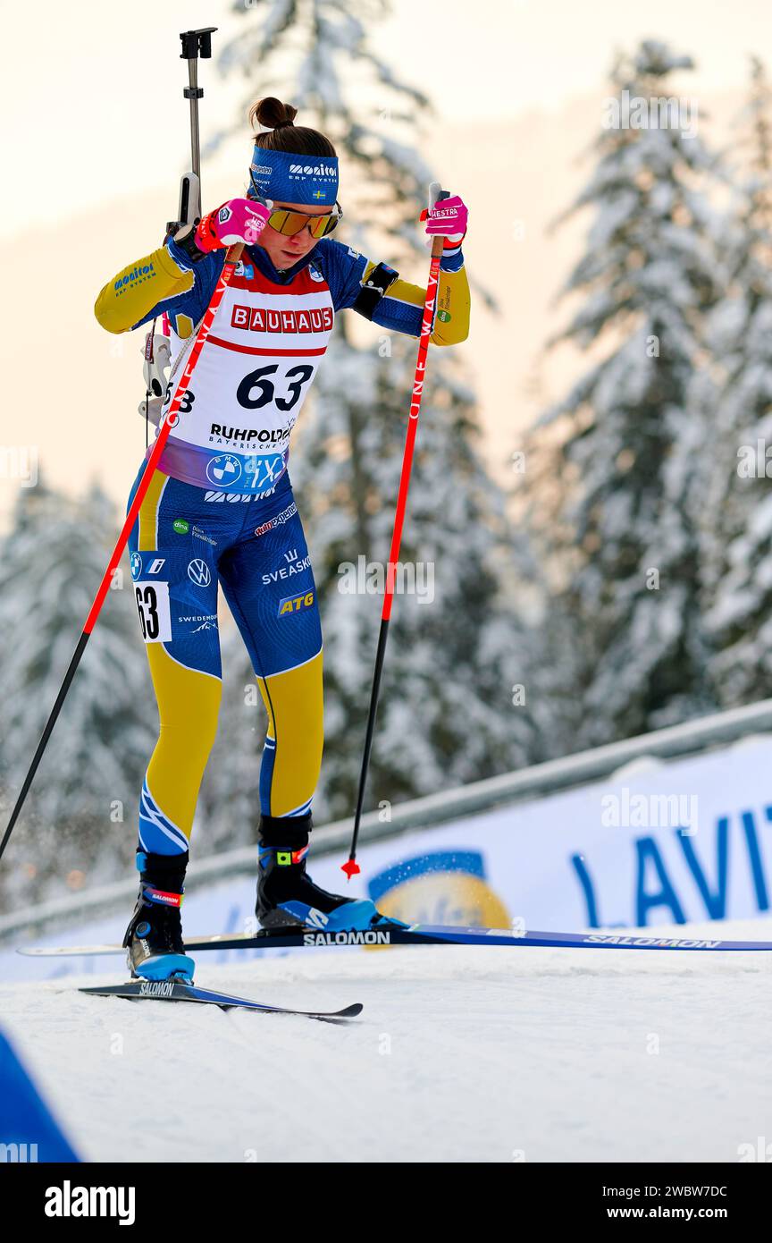 RUHPOLDING, GERMANY - 12 JANUARY, 2024: ANDERSSON Sara, Women sprint ...