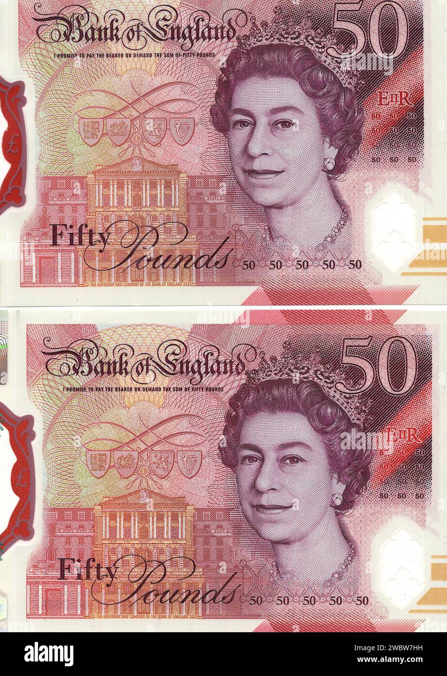 Fifty pound banknotes from the United Kingdom/Great Britain on a black ...