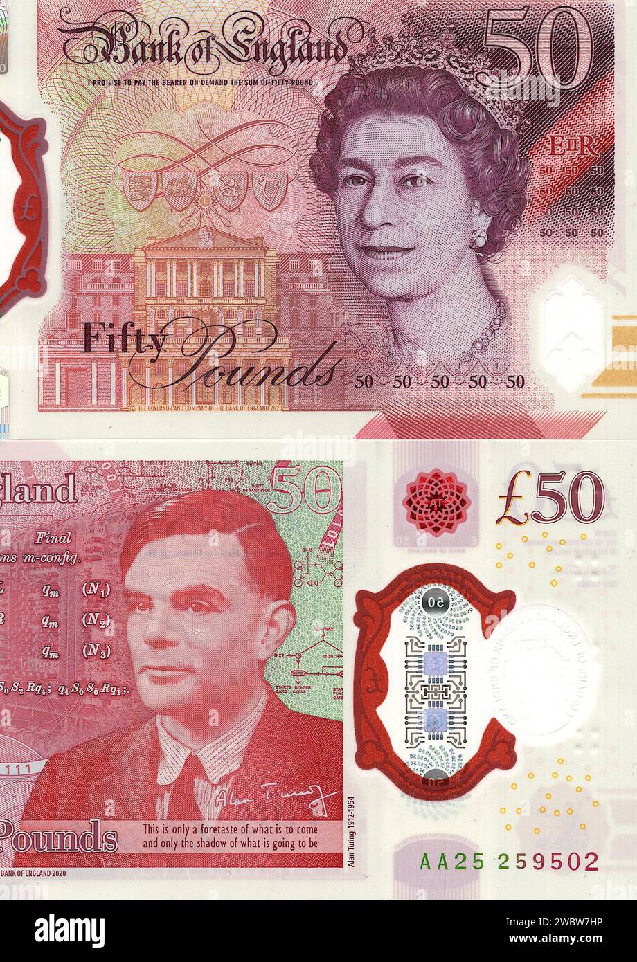 Fifty pound banknotes from the United Kingdom/Great Britain on a black ...