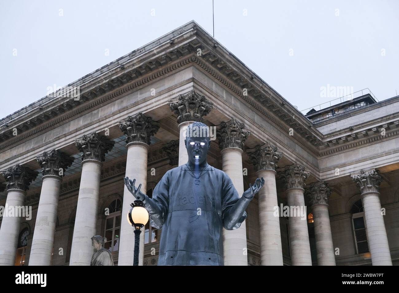 Paris, France. 12th Jan, 2024. A ten-meter-high ephemeral figure of Kid ...