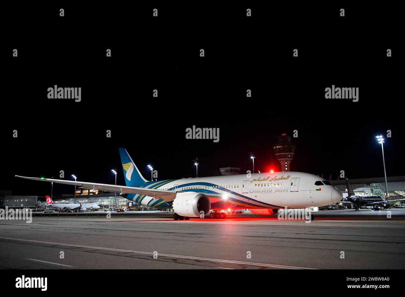 Oman Air, Boeing, B787, B787-8, roll out, start up given, Terminal 1 ...