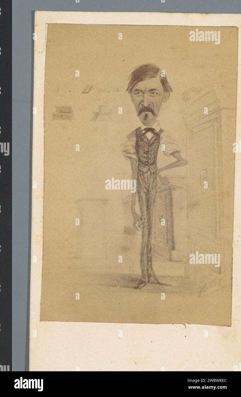 Photo production of a drawing with a caricature of an unknown man with ...