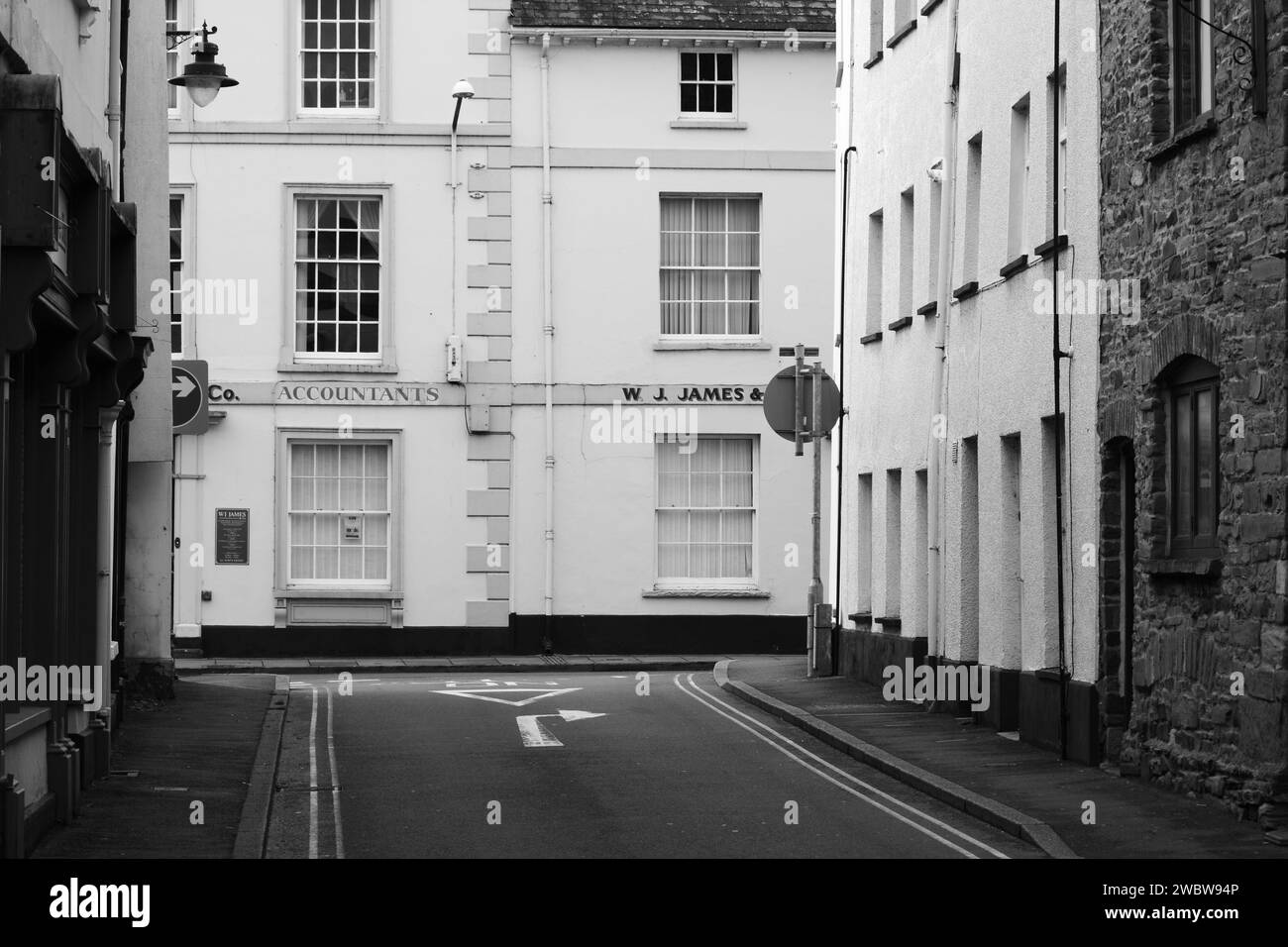 The streets in the centre of Brecon, a market town in the Brecon ...