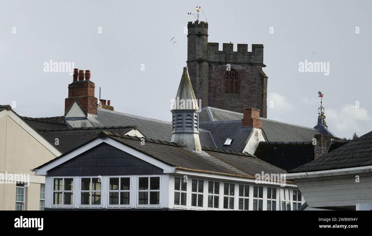The streets in the centre of Brecon, a market town in the Brecon ...