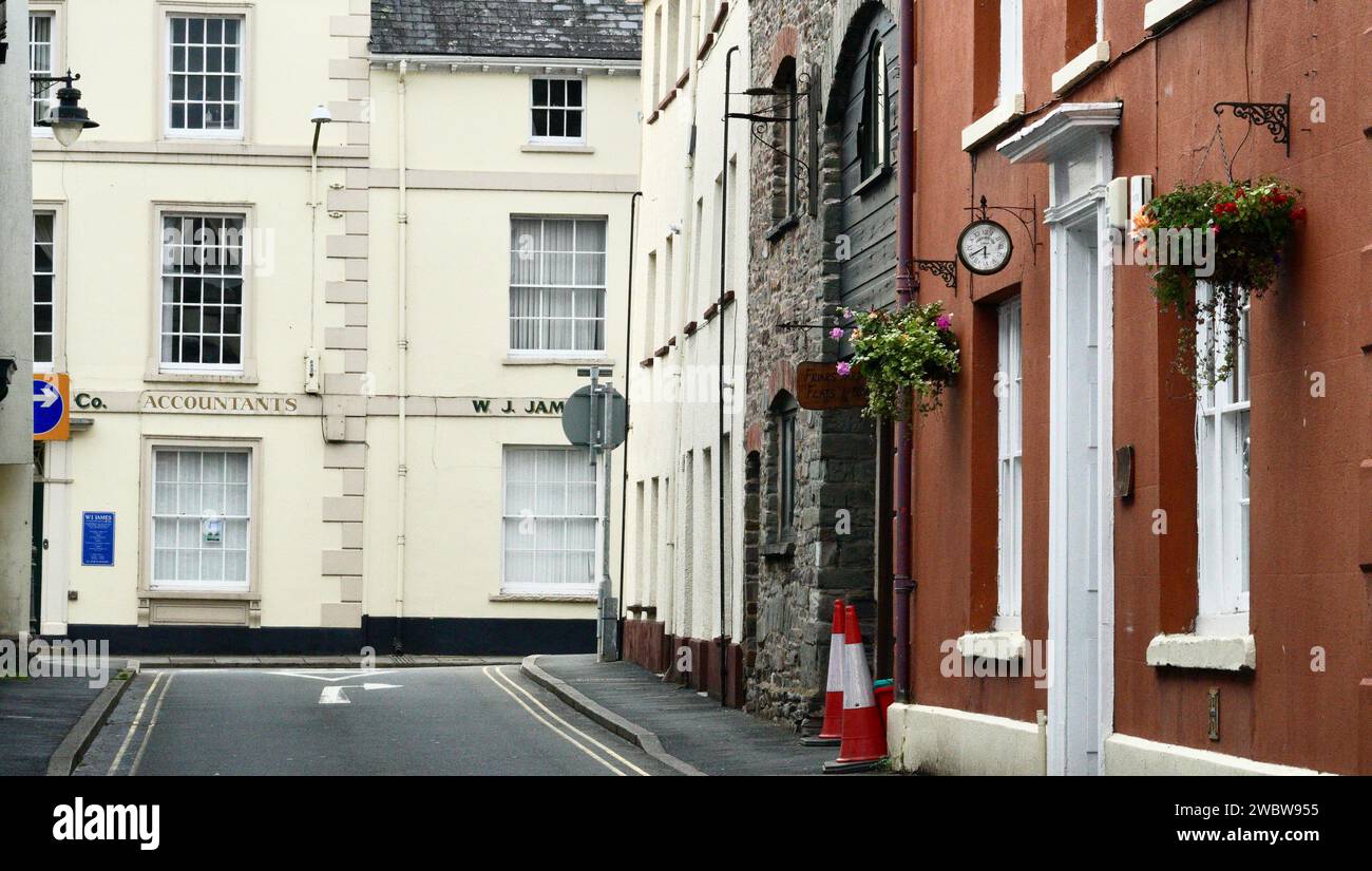 The streets in the centre of Brecon, a market town in the Brecon ...
