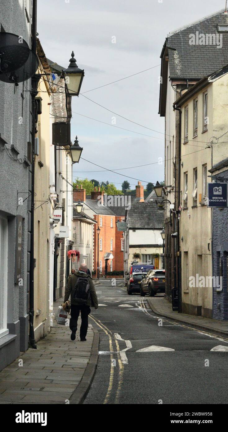 The streets in the centre of Brecon, a market town in the Brecon ...