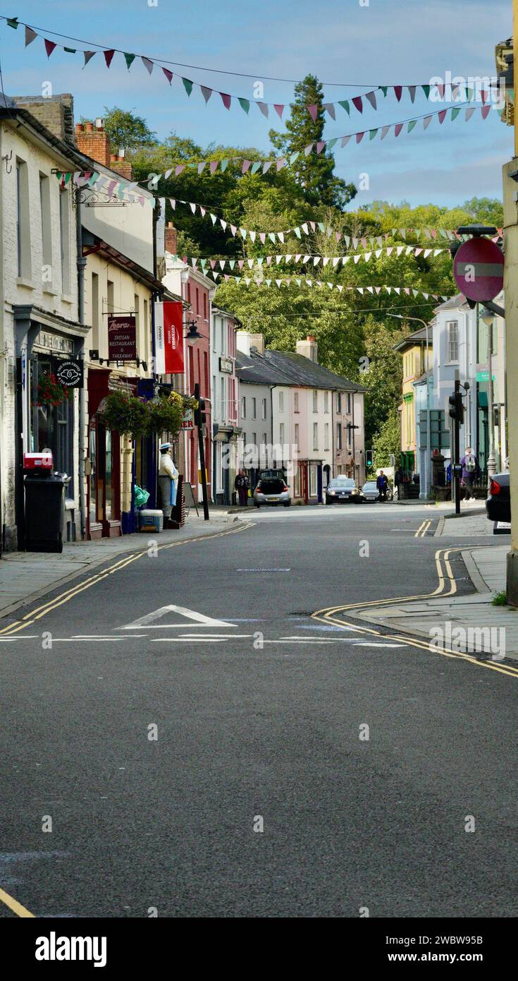 The streets in the centre of Brecon, a market town in the Brecon ...