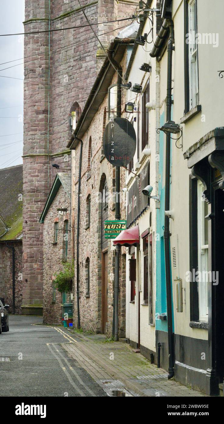The streets in the centre of Brecon, a market town in the Brecon ...