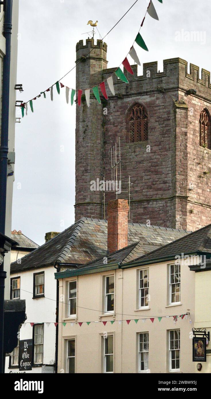 The streets in the centre of Brecon, a market town in the Brecon ...