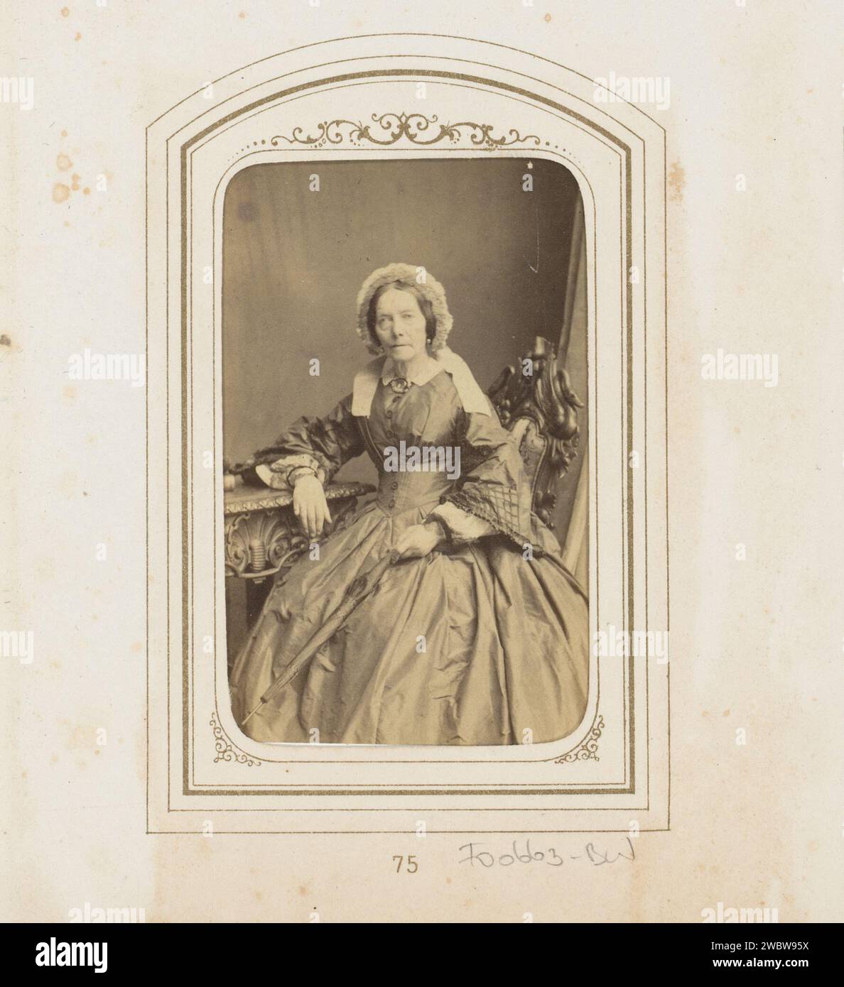 Portrait of a sitting old woman with hat, Henri Pronk, 1858 - 1867 ...