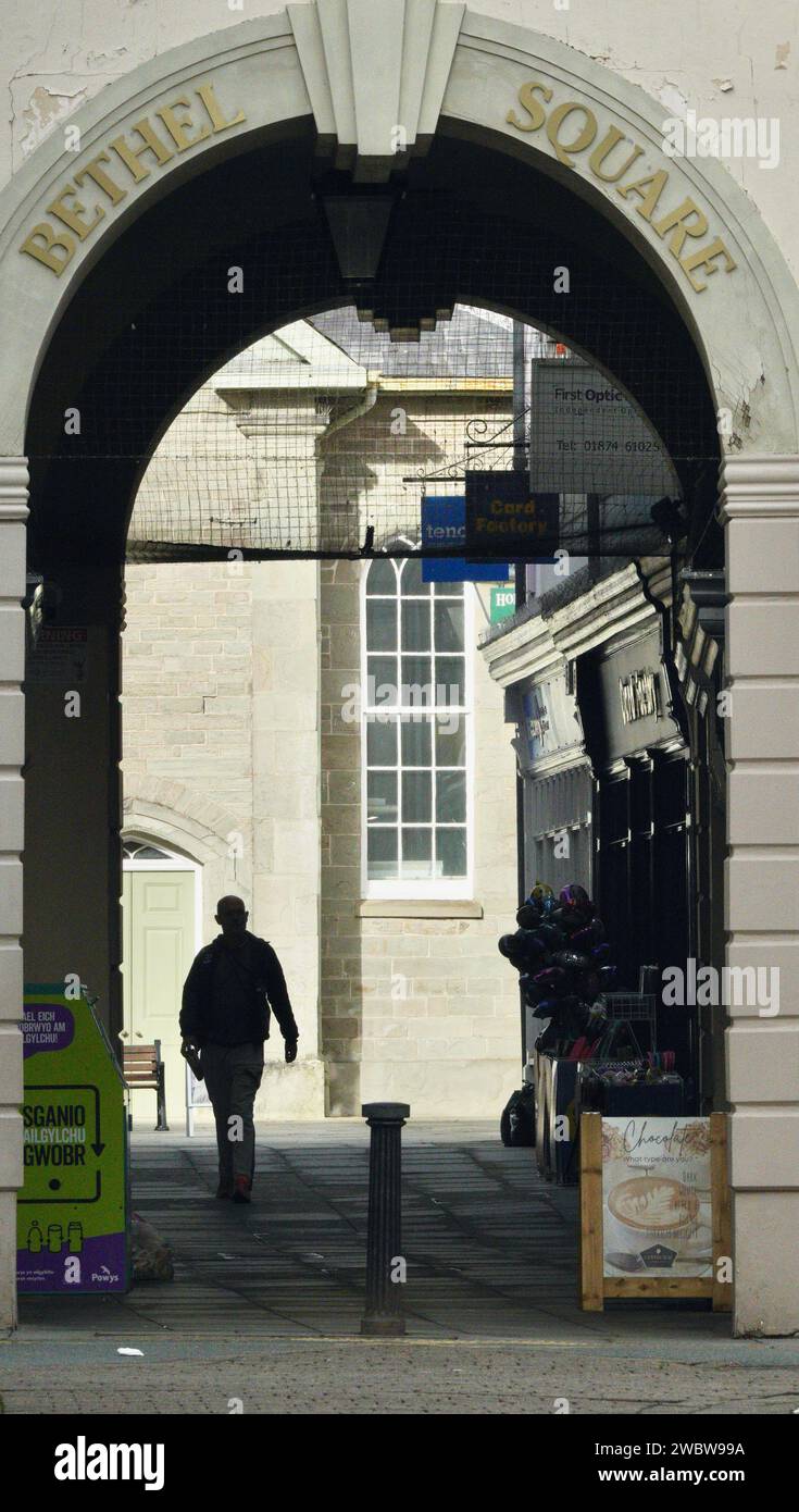 The streets in the centre of Brecon, a market town in the Brecon ...