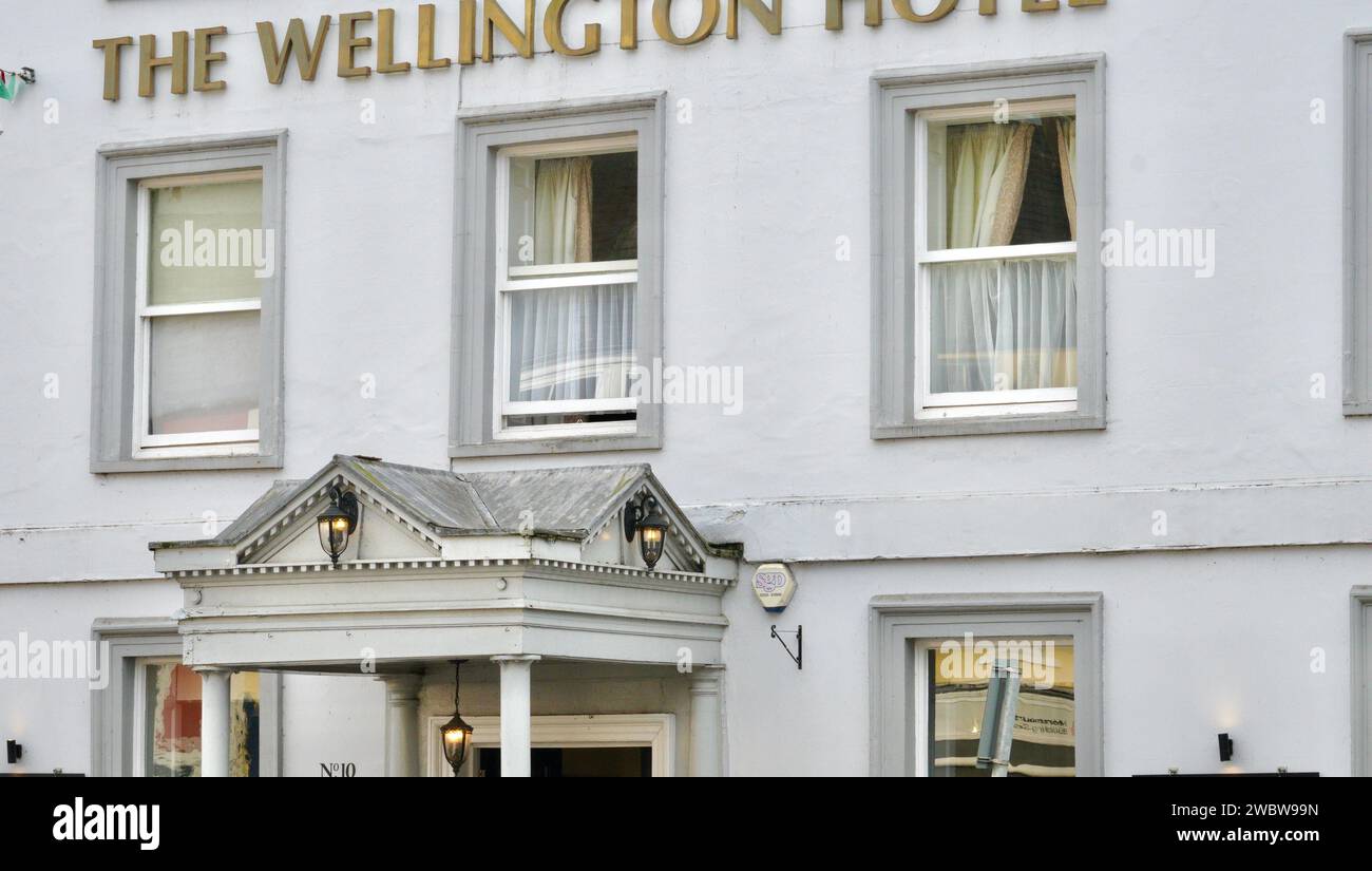 The streets in the centre of Brecon, a market town in the Brecon ...