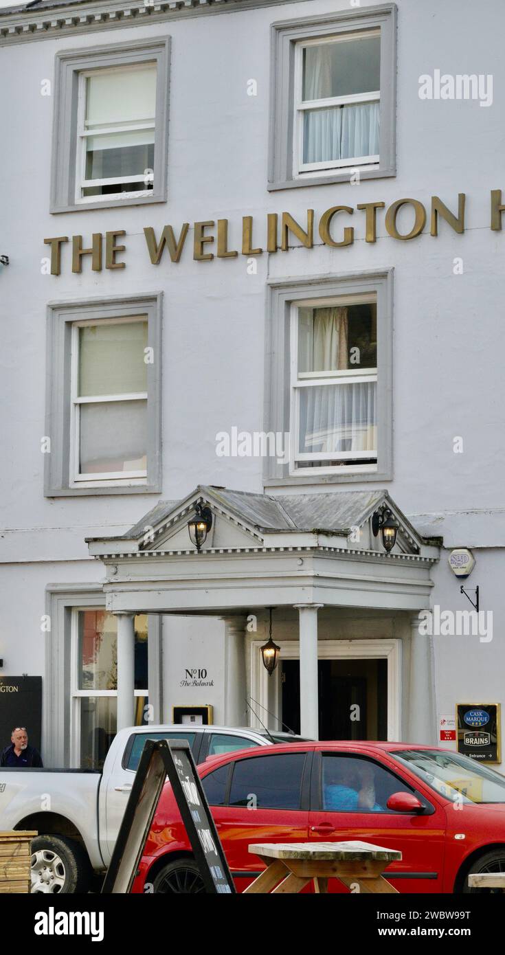 The streets in the centre of Brecon, a market town in the Brecon ...
