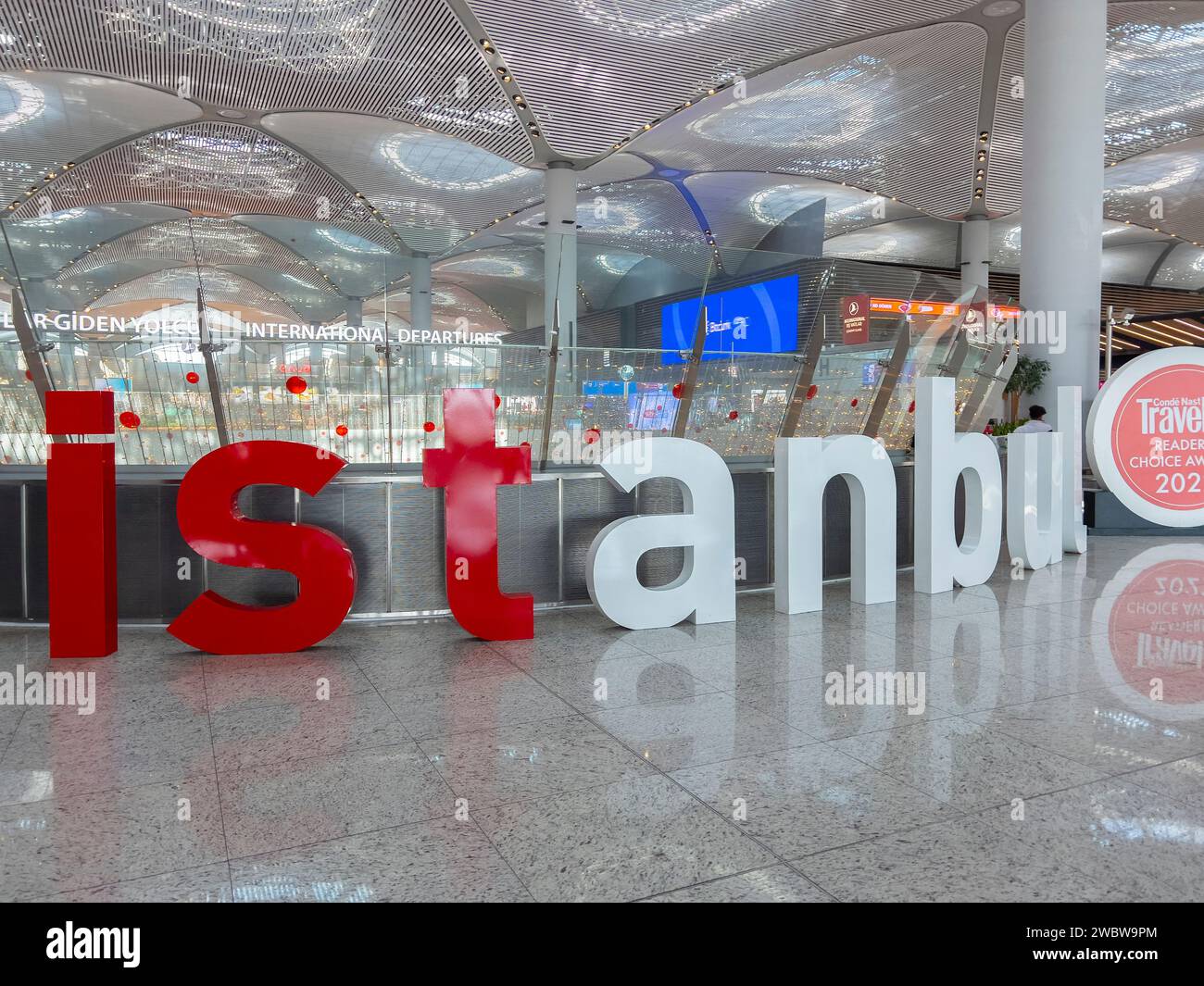 Istanbul Airport IST terminal interior including duty free shop and ...