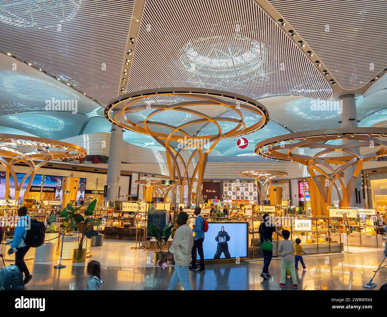 Istanbul Airport IST terminal interior including duty free shop and ...