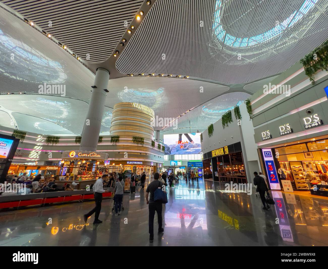 Istanbul Airport IST terminal interior including duty free shop and ...