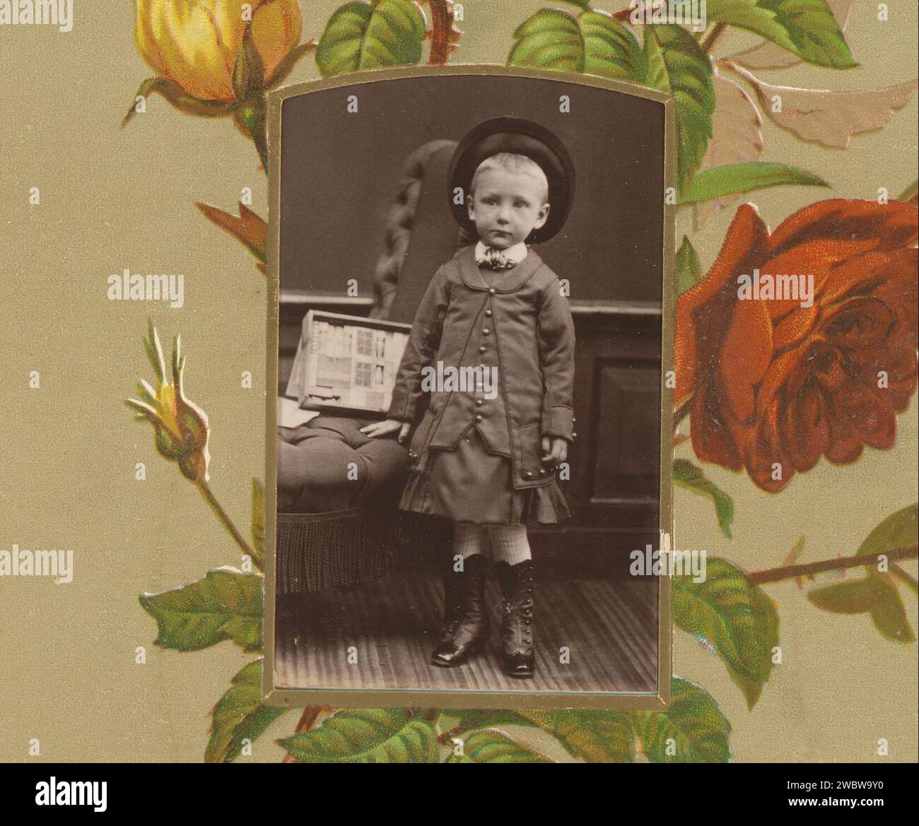Portrait of a boy with block box, Jacques Chits, 1881 - 1887 Photograph ...