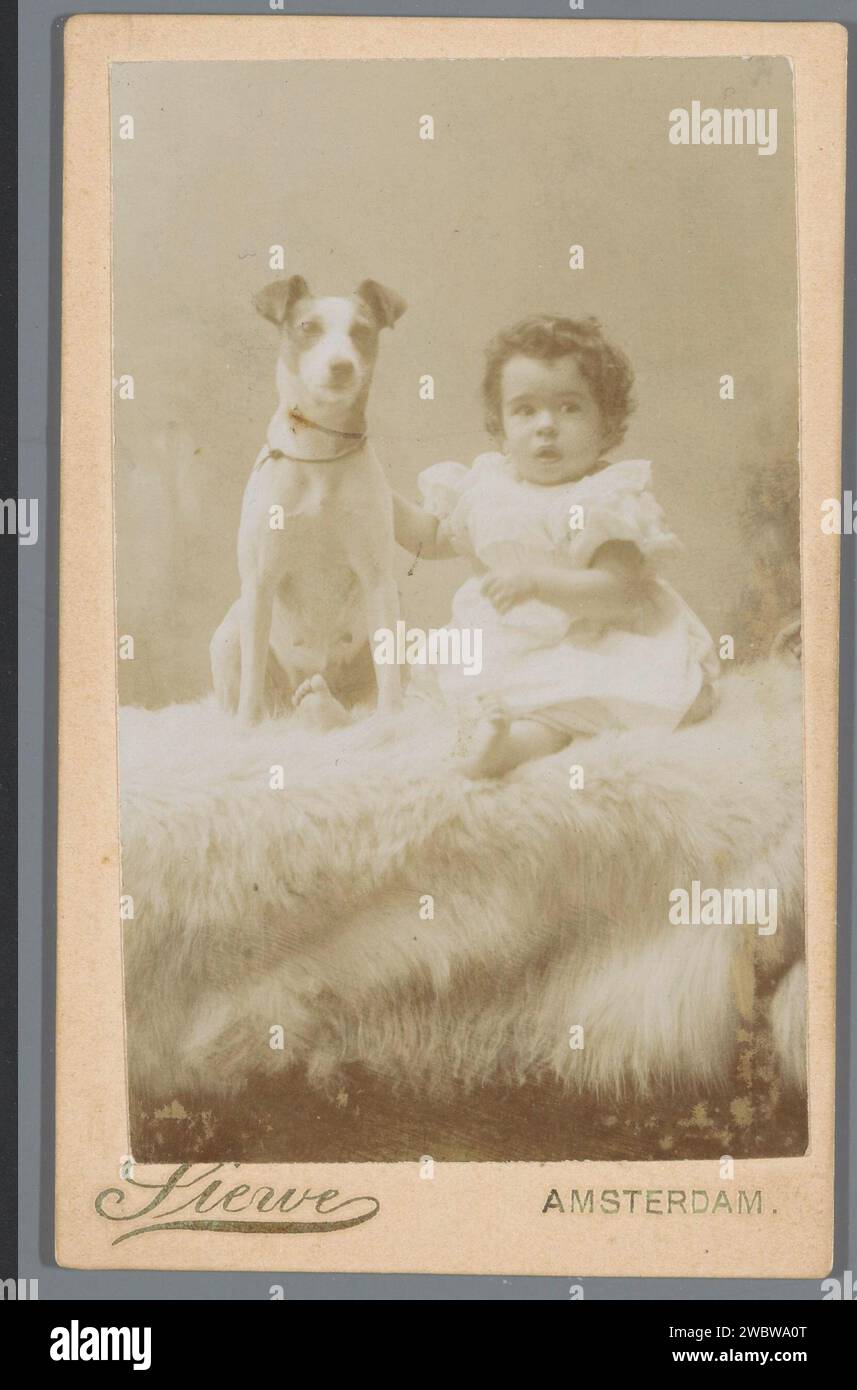 Portrait of an unknown child with a dog on a coat, J. Siewe, 1891 ...