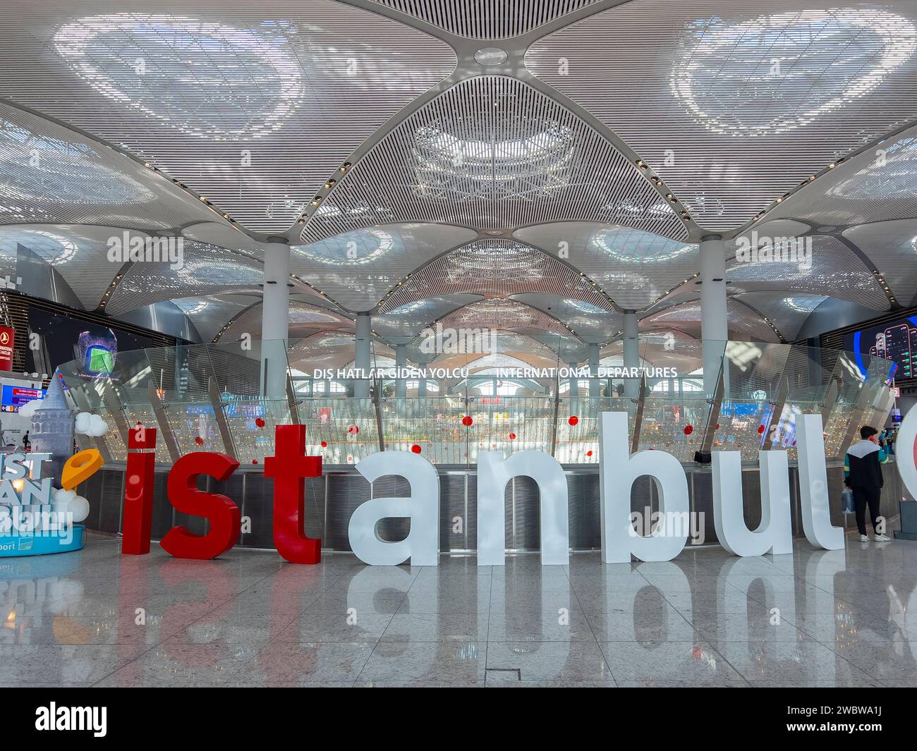 Istanbul Airport IST terminal interior including duty free shop and ...