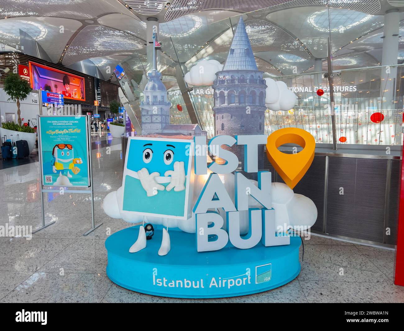 Istanbul Airport IST terminal interior including duty free shop and ...