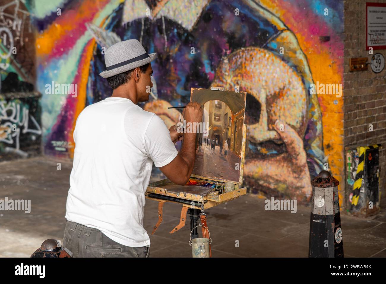 London England UK January 10th 2024 tSouth Bank Street Pavement Artist ...