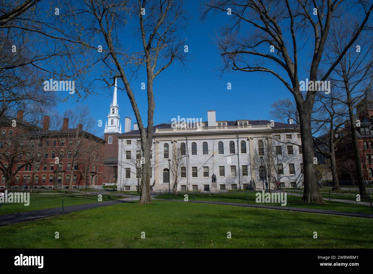 Statue of john harvard in front of university hall hi-res stock ...