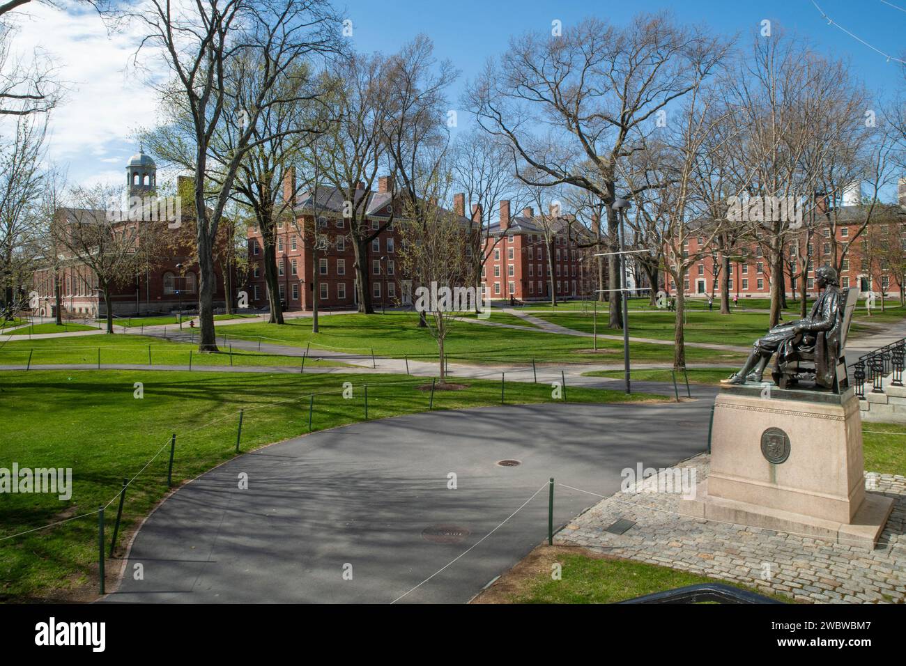 Statue of john harvard in front of university hall hi-res stock ...