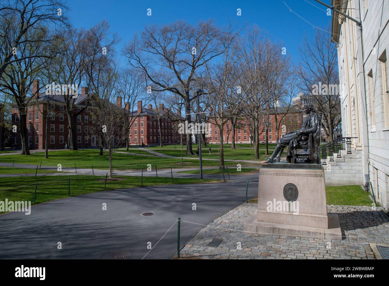 John harvard statue in front of university hall hi-res stock ...