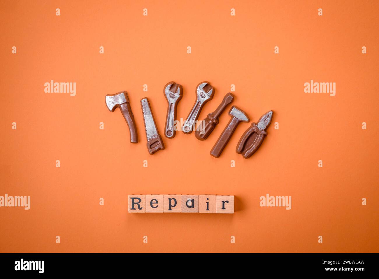 Tools and inscriptions symbolizing repairs or a garage and its ...