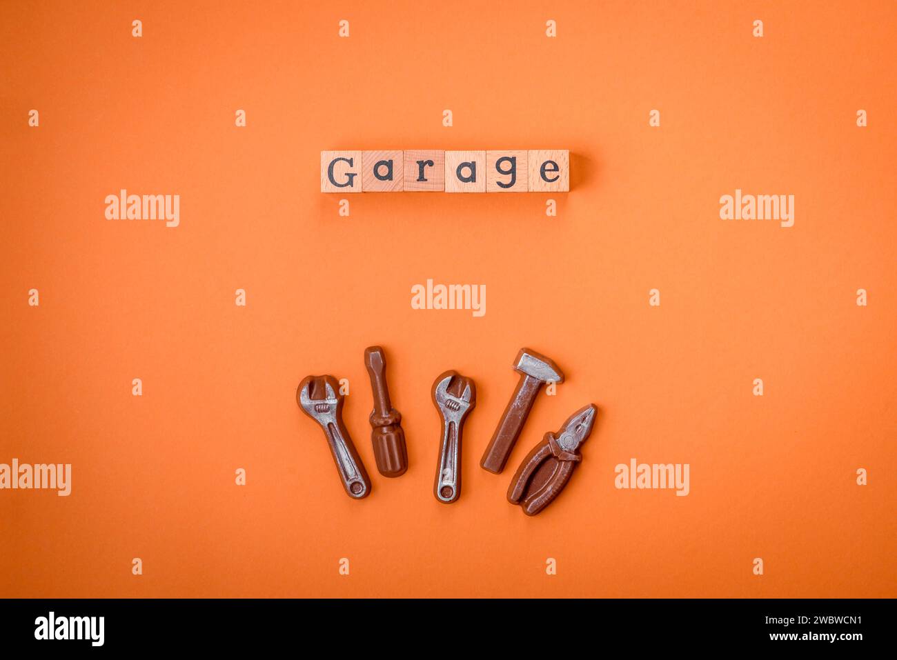 Tools and inscriptions symbolizing repairs or a garage and its ...