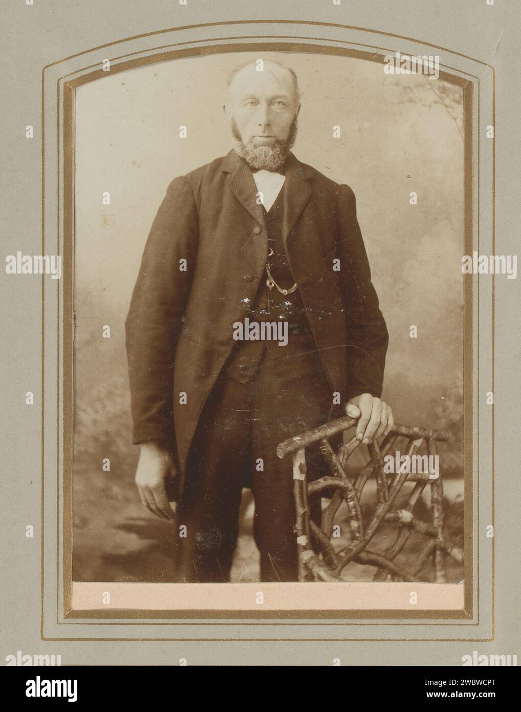 Portrait of a man with beard, standing by a chair of branches, Sander ...