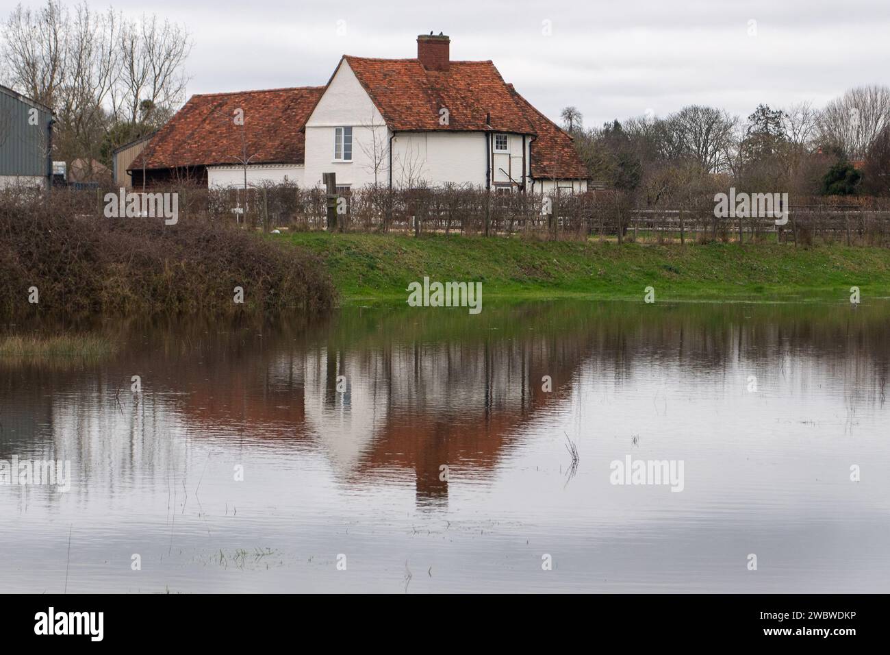 Dorney, UK. 12th January, 2024. Flooding on farmland at Dorney Common ...
