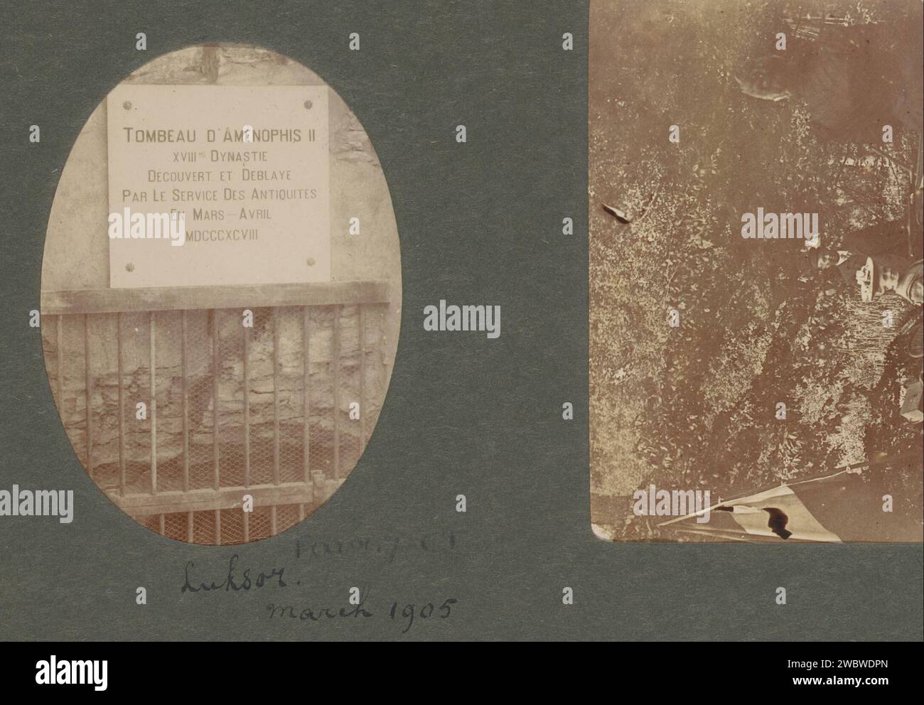 Plate with inscription at the tomb of Amenhotep II in Luxor, 1905 ...