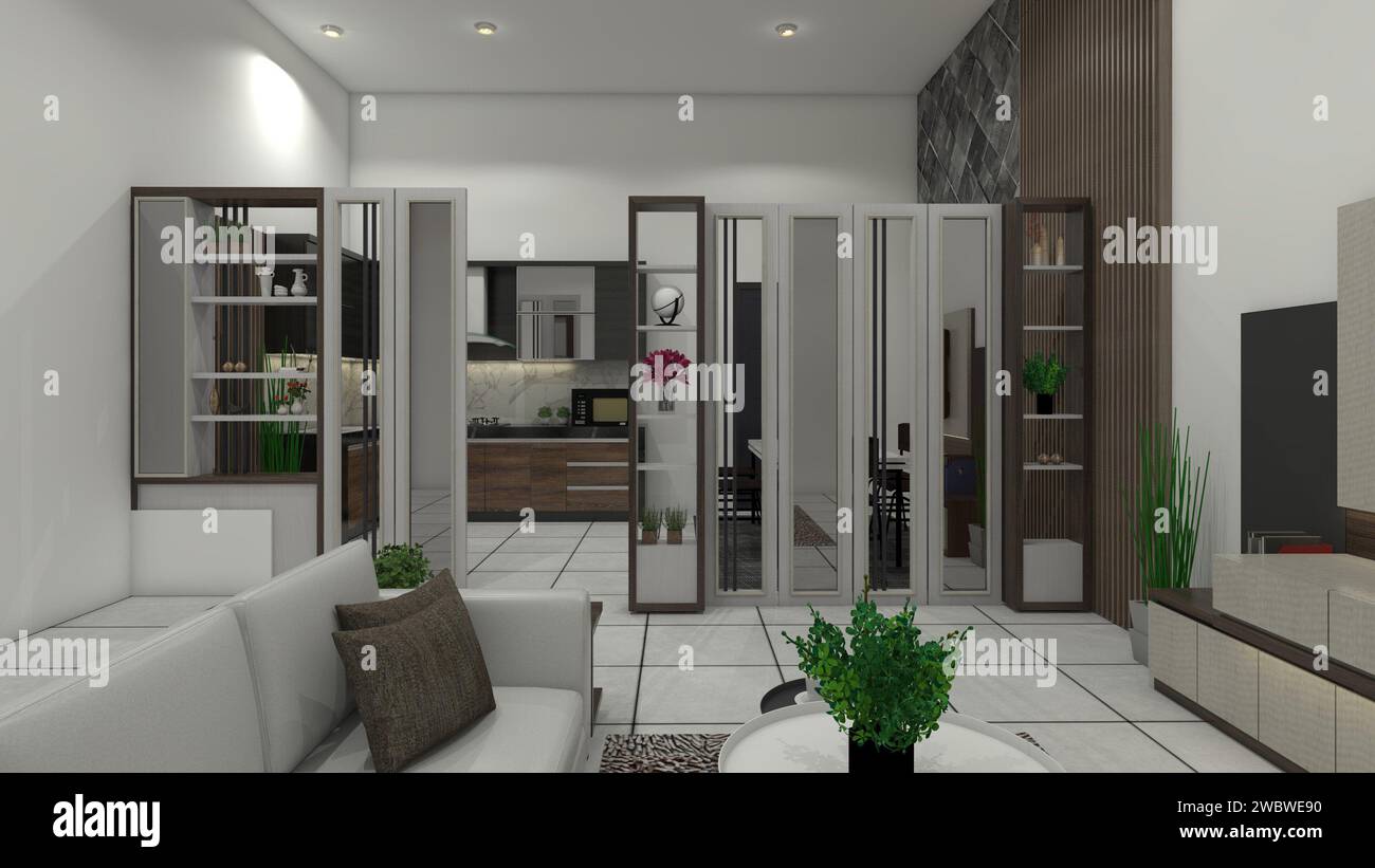 Modern Divider Partition Design for Interior Living Room Stock Photo ...