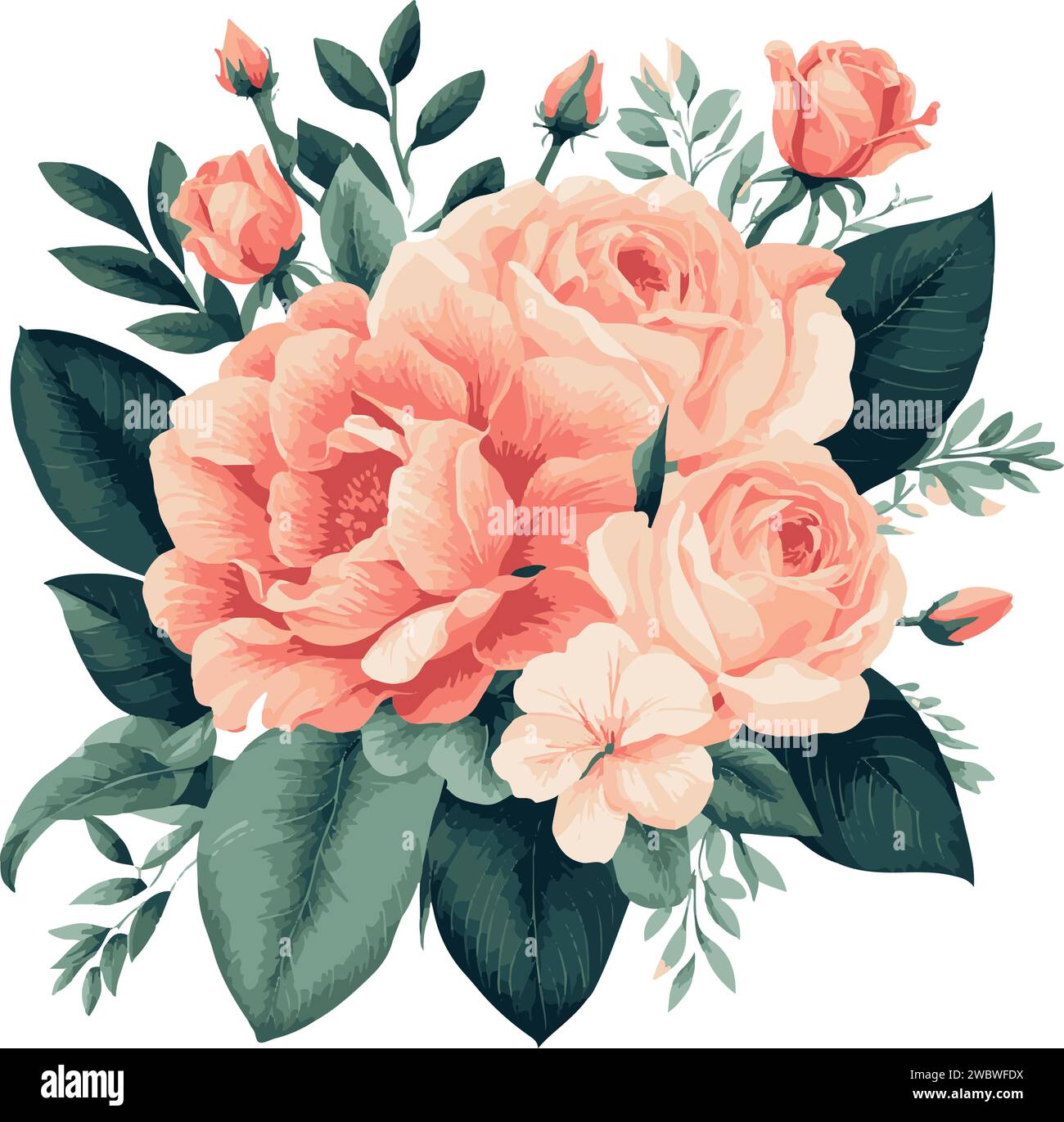 Gorgeous and lovely Bunch of watercolor roses. Vector art Stock Vector ...