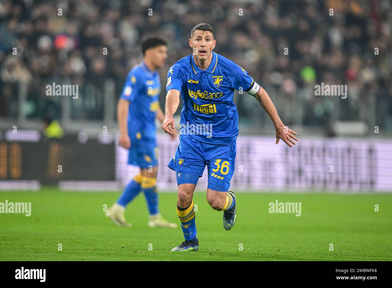 Turin, Italy. 11th Jan, 2024. Luca Mazzitelli (36) of Frosinone seen ...
