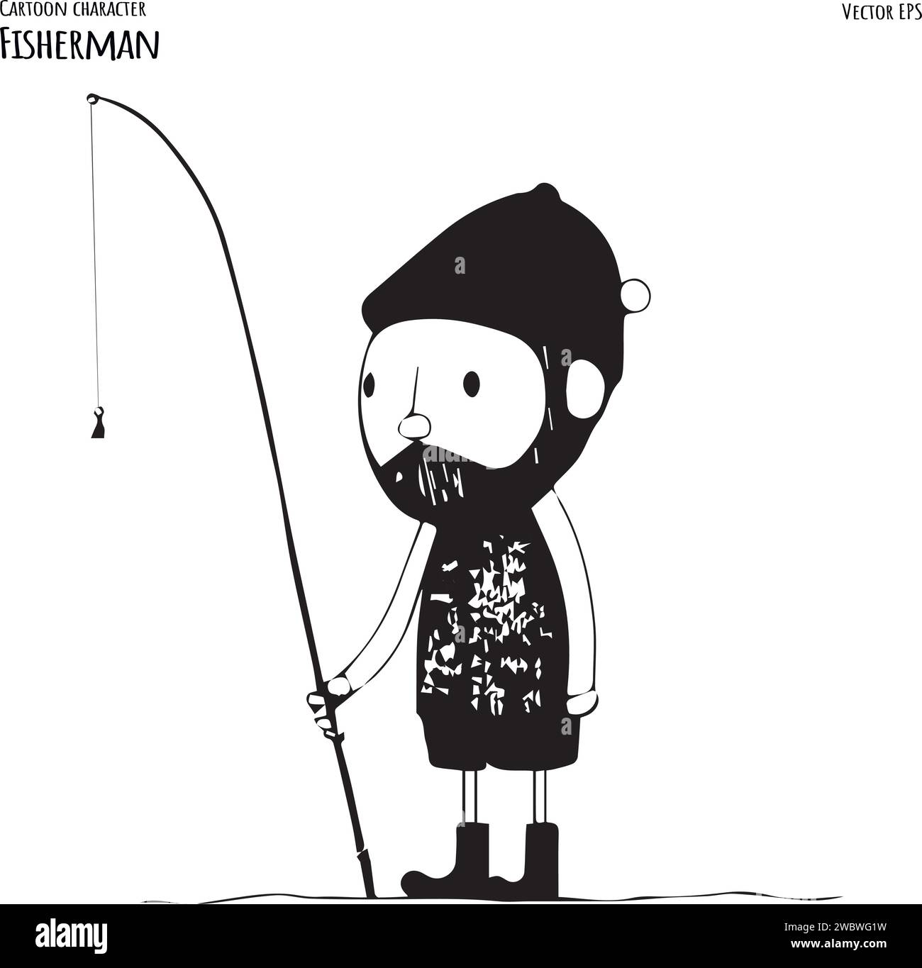 Fisherman symbol vector vectors Black and White Stock Photos & Images ...