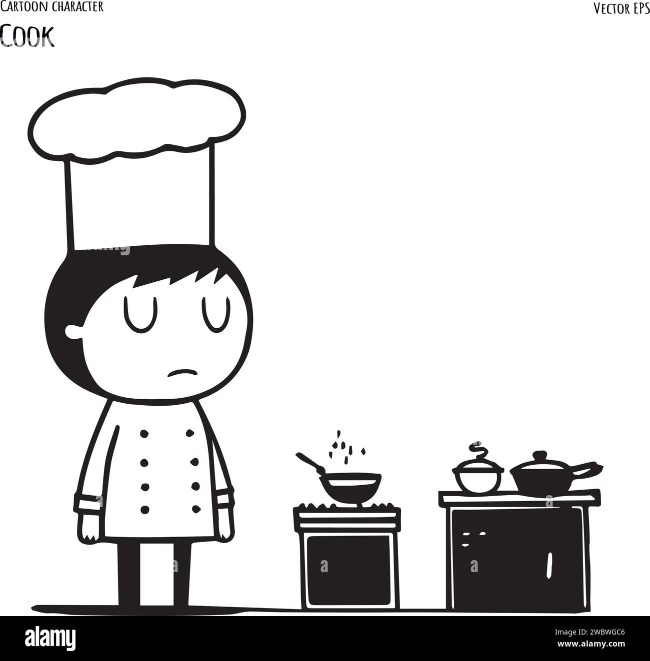Chef man cartoon hand drawn Black and White Stock Photos & Images - Alamy