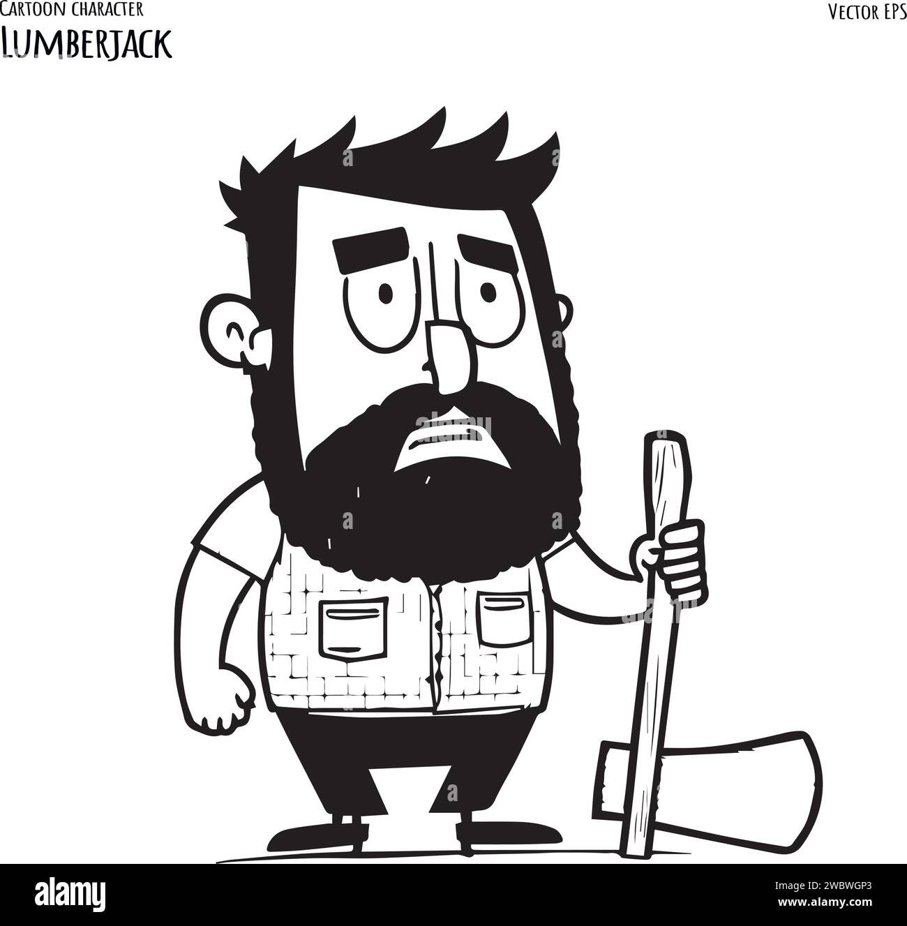 Hand drawn cartoon illustration of lumberjack. Vector. Vector ...