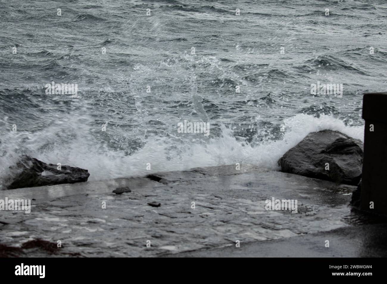 Waves during a storm on Lac Leman Lake Geneva Stock Photo - Alamy