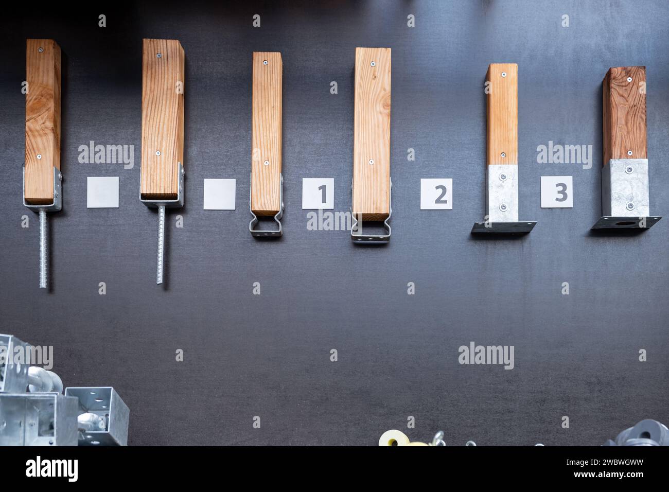 Iron boot brackets designed for wooden posts, for constructing pergolas ...