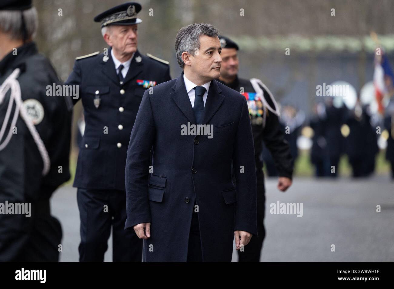 Bievres, France. 12th Jan, 2024. French Interior Minister Gerald Darmanin during the ...