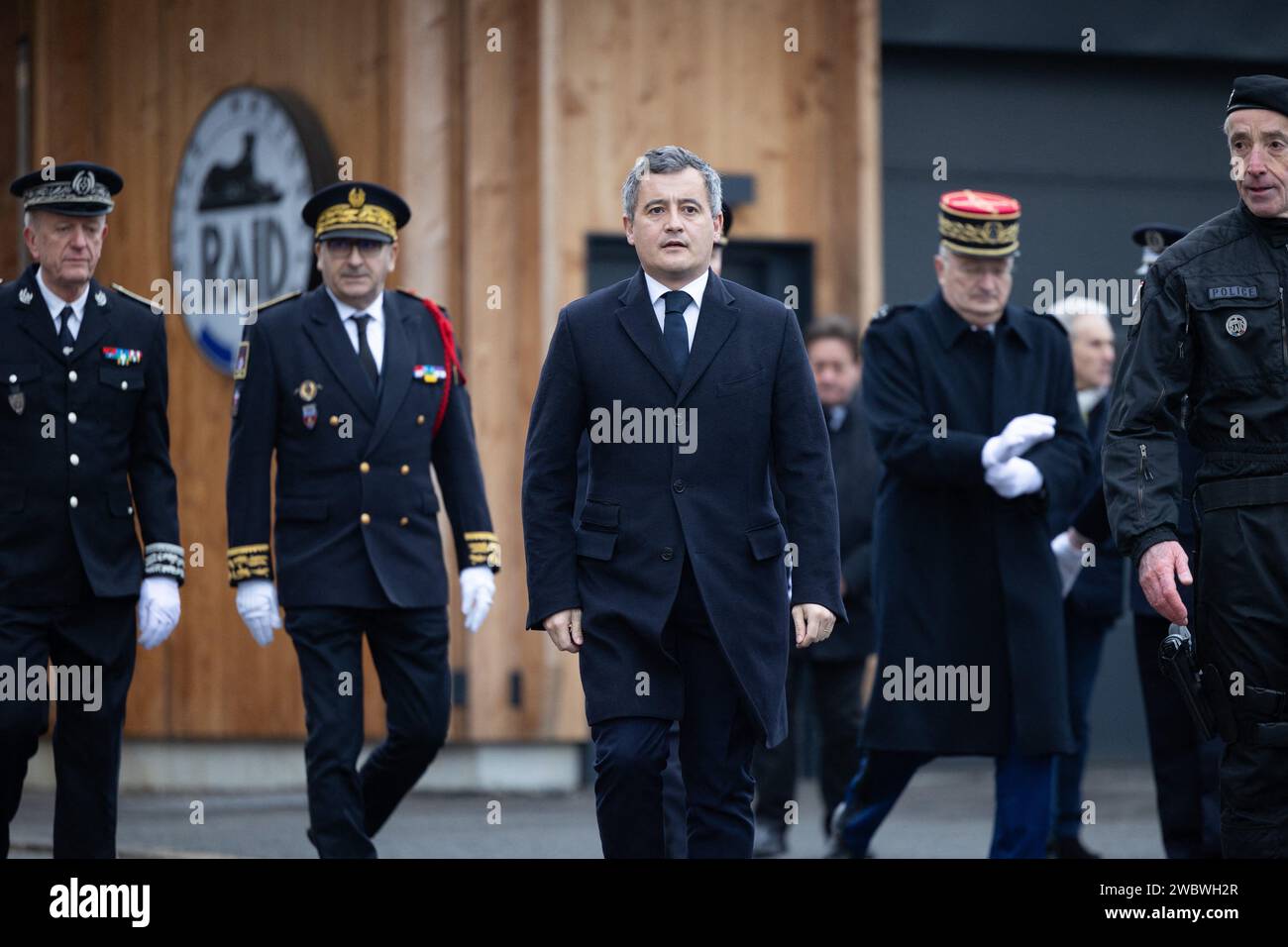 Bievres, France. 12th Jan, 2024. French Interior Minister Gerald Darmanin during the ...