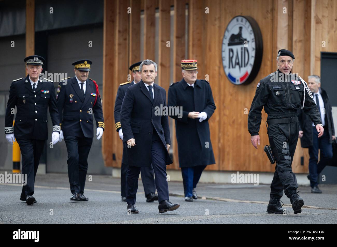 Bievres, France. 12th Jan, 2024. French Interior Minister Gerald Darmanin during the ...