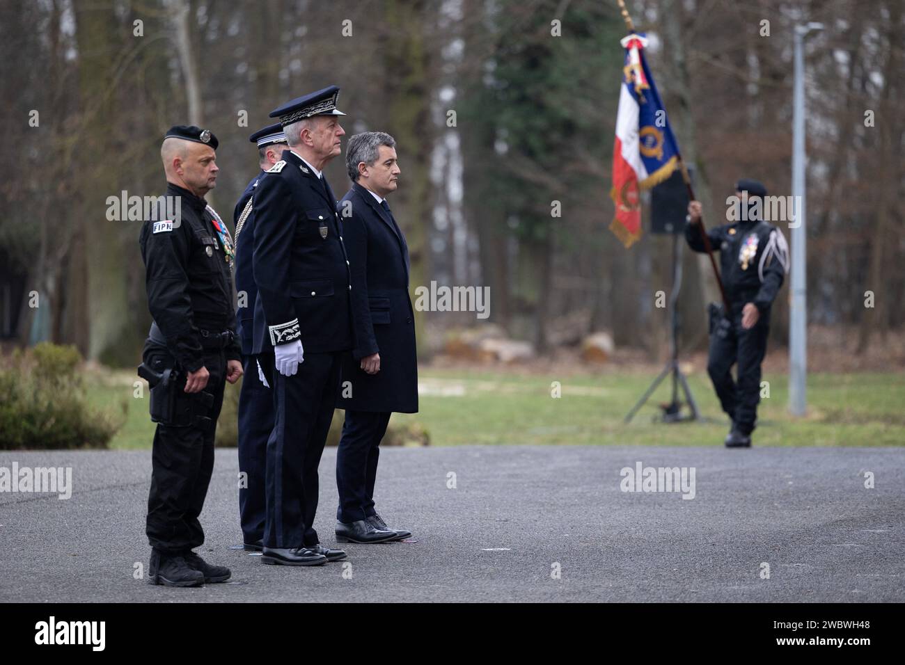 Bievres, France. 12th Jan, 2024. French Interior Minister Gerald Darmanin during the ...
