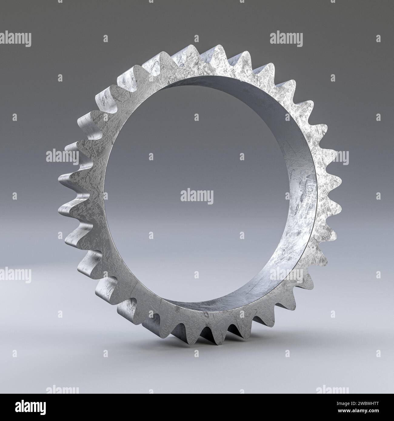 large metal gear on a grey background. 3d render Stock Photo - Alamy