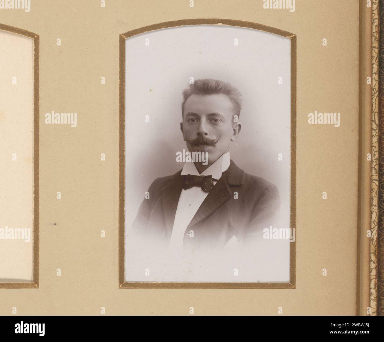 Portrait of a man with mustache and butterfly bow, Machiel Hendricus ...